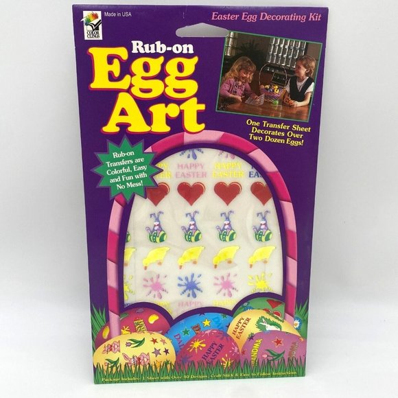 Holiday | Vintage Color Clings Rubon Egg Art Transfers Easter Egg ...